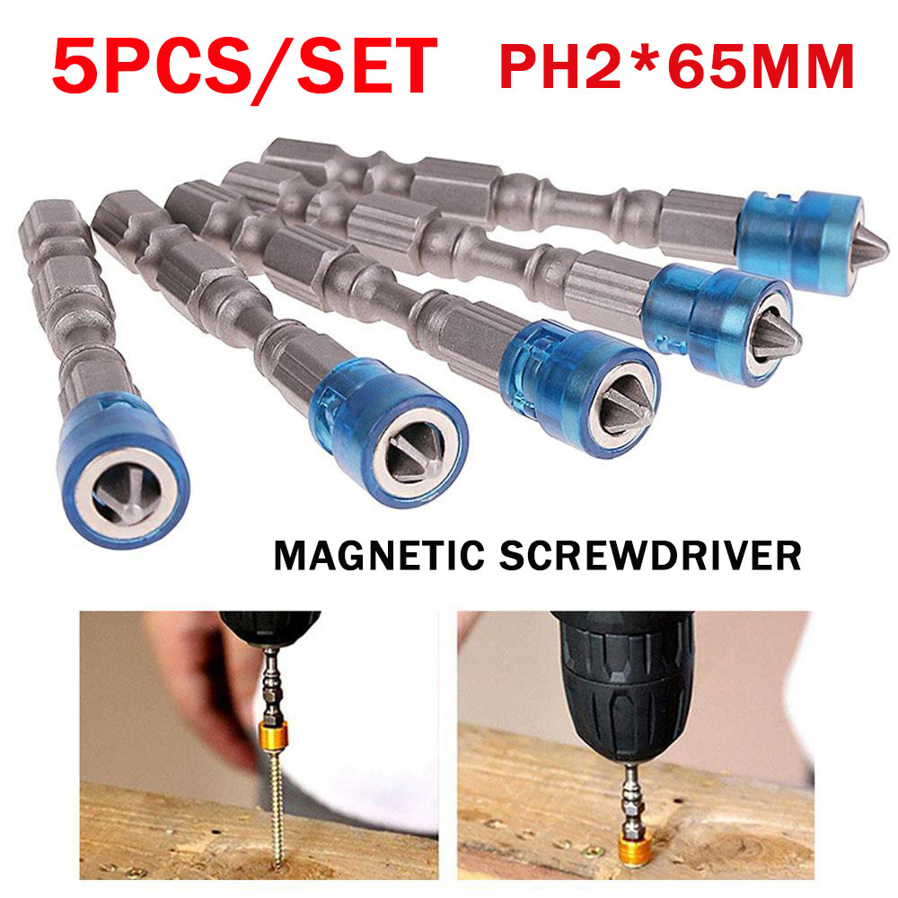 5pcs Hex Shank Magnetic Screwdriver Bit Electric Screwdriver Head Ph2 ...
