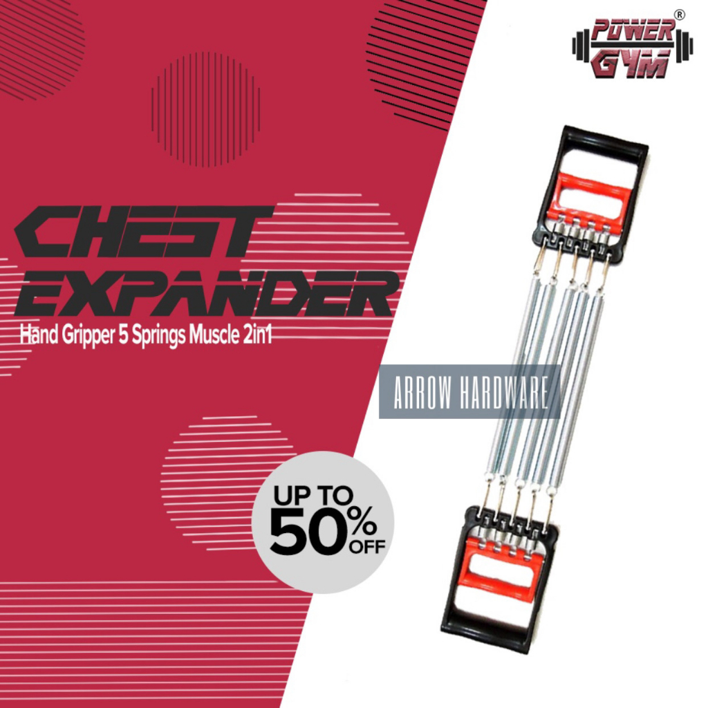 Chest Expander And Hand Gripper 5 Springs Muscle 2 In 1 WITH GRIP ...