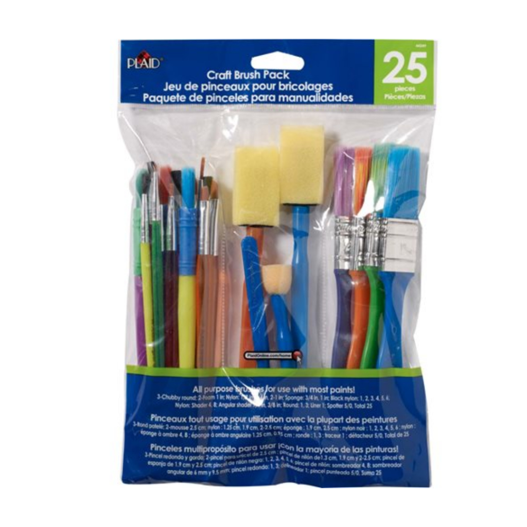 Art Hub - PLAID Craft Brush Pack of 25 (Folkart Paint Brushes, Painting ...