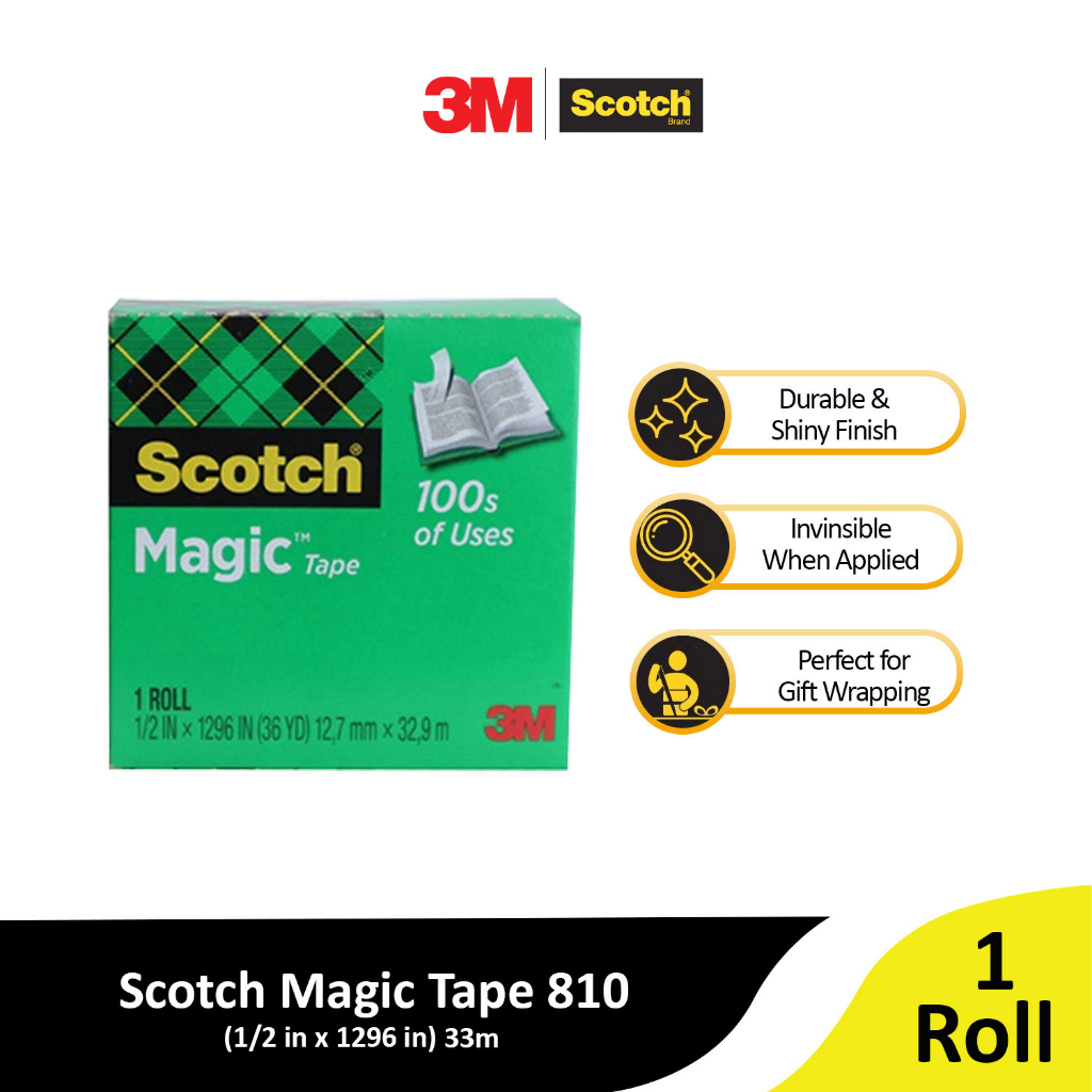 3M Scotch Magic Tape 810 (1/2in x 1296in) 33m [MS8101236] | Shopee ...