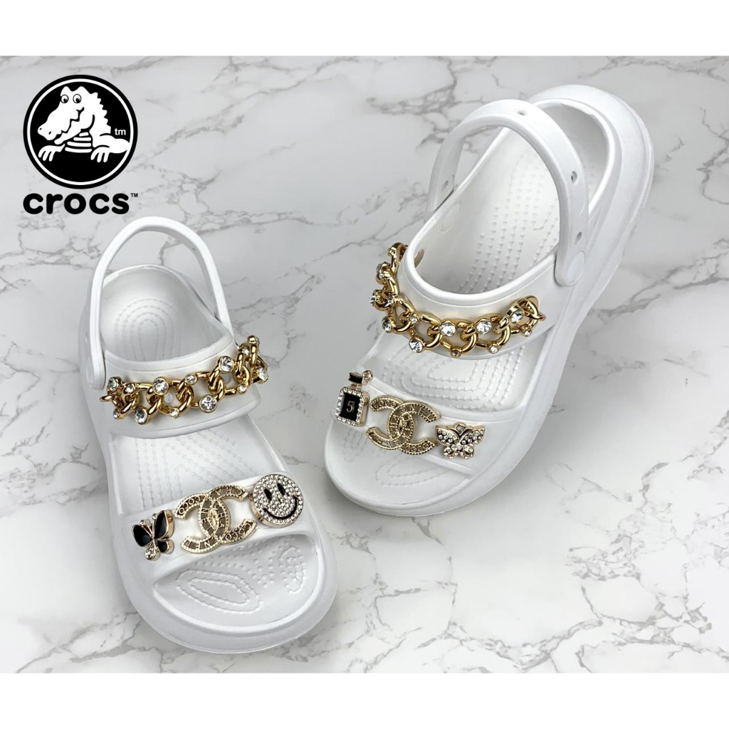 Free jibbitz crocs two strap sandals sliper fashion korea style for ...