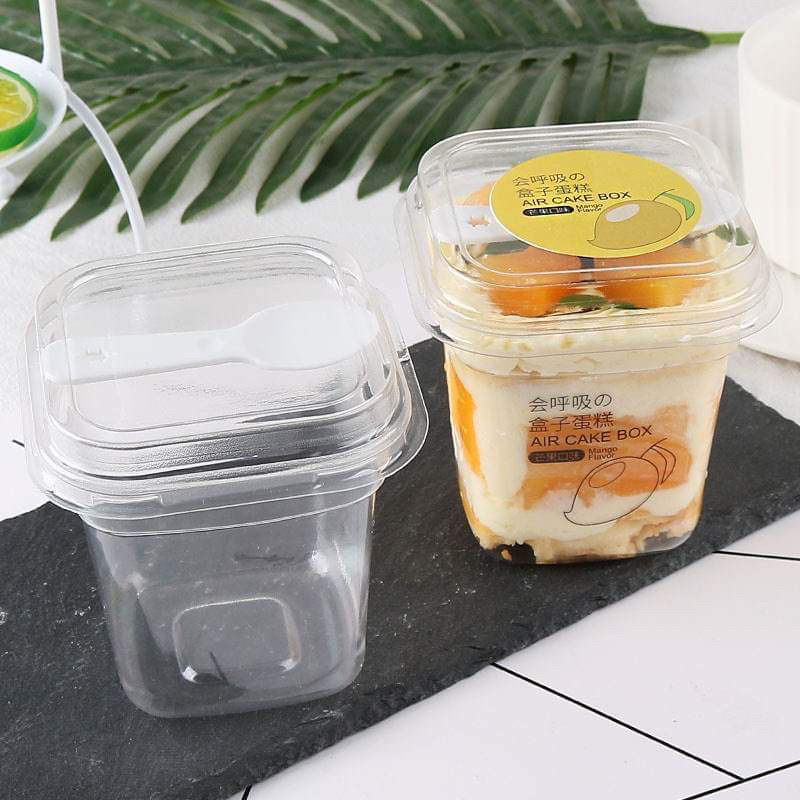 10pcs per pack square deli with lid and spoon dessert container with ...