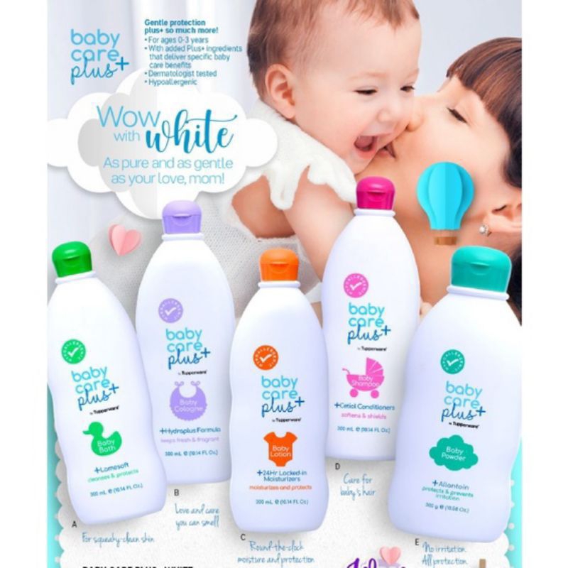 Tupperware Baby Care Plus+ White 200mL(Bath,Shampoo,Lotion, Cologne ...