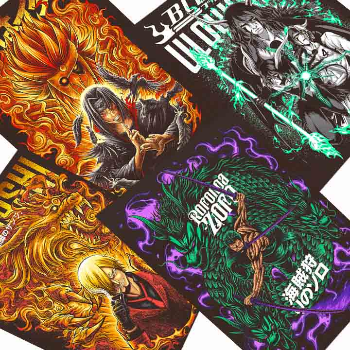 READY TO PRESS - HALFTONE ANIMANIA V1 Patches Designs for BLACK Fabric ...