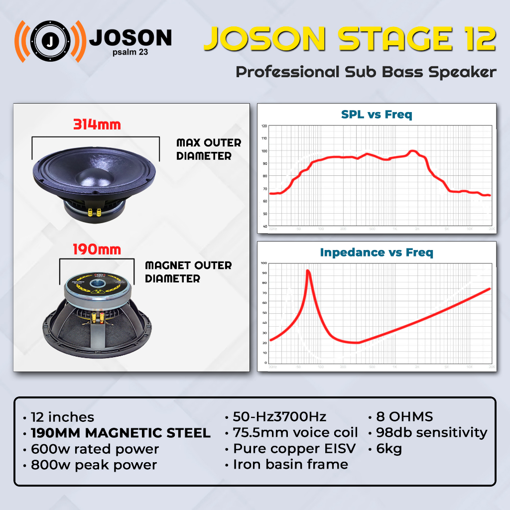 Joson STAGE 12 Professional Sub Bass Speaker (1pc) | Shopee Philippines