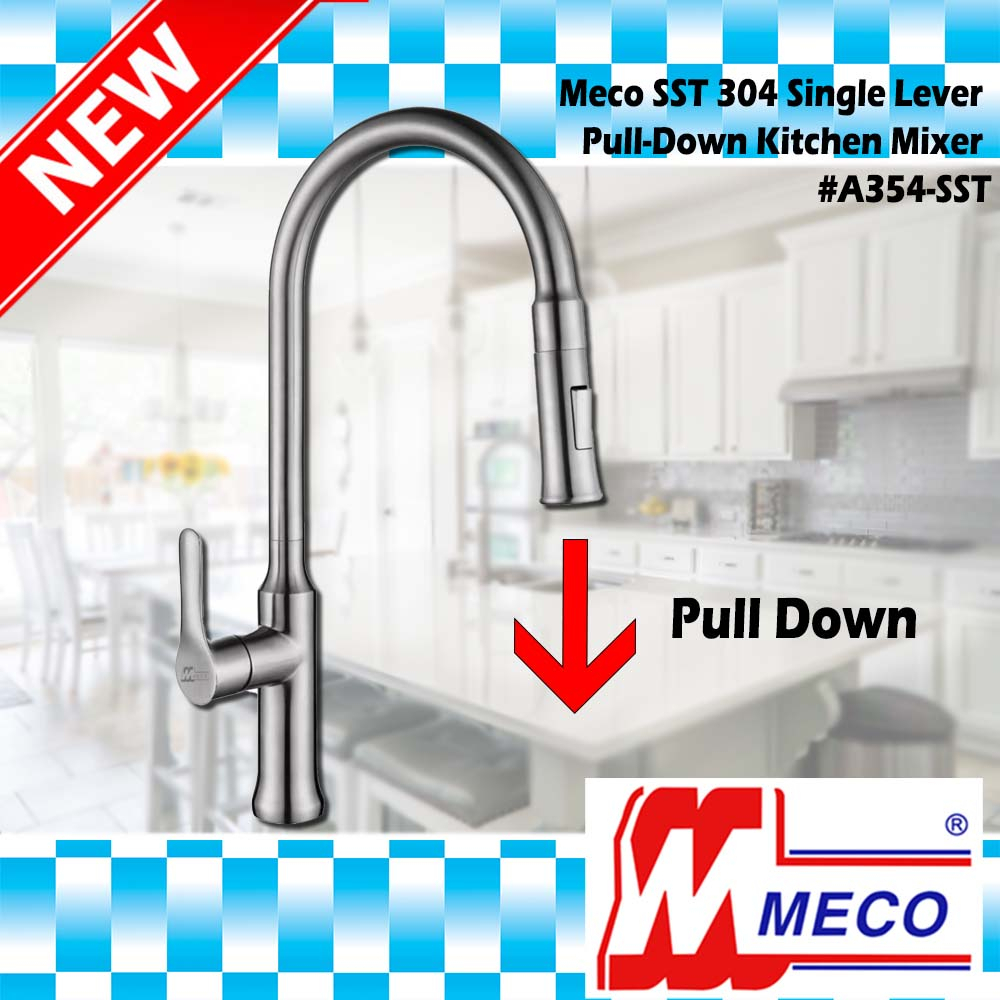 Meco SST 304 Pull-Down Kitchen Mixer Faucet Single Lever#A354-SST ...