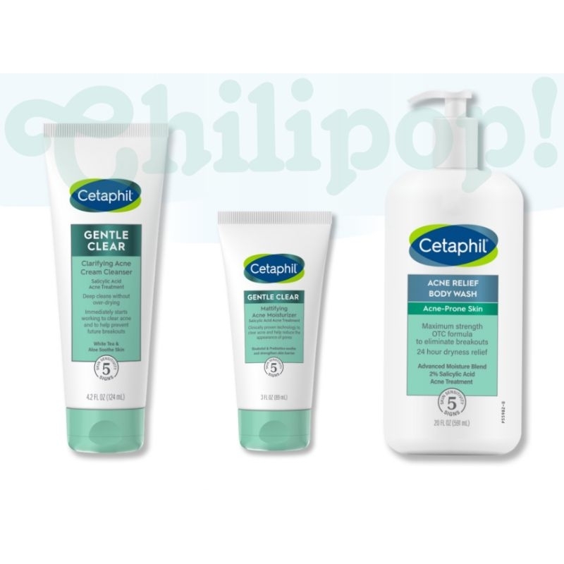 Cetaphil Gentle Clear Acne Mattifying Moisturizer | Clarifying Cream Cleanser | Relief Body Wash ...