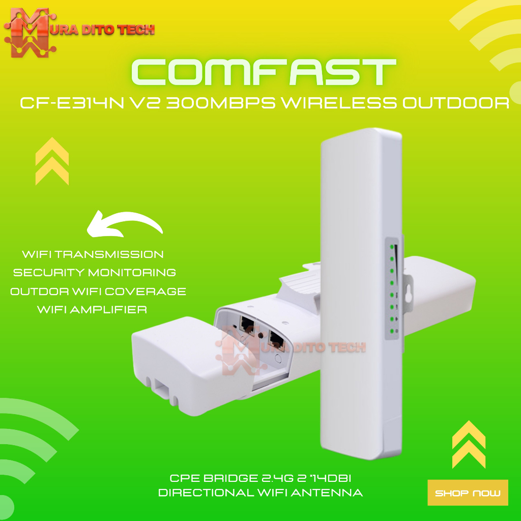 COMFAST CF-E314N V2 300Mbps Wireless Outdoor CPE Bridge 2.4G 2 *14dBi Directional Wifi Antenna ...