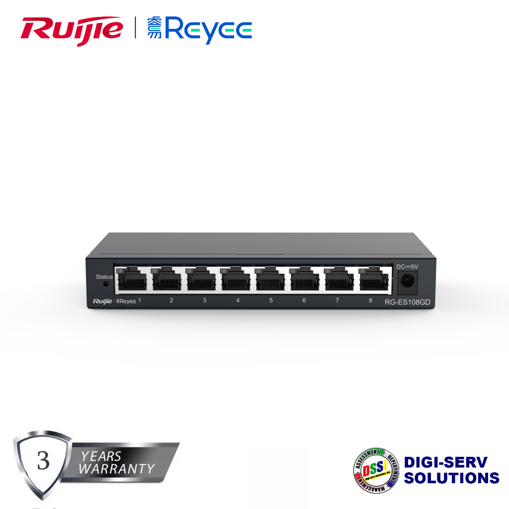 Ruijie RG-ES108GD Reyee 8-port 10/100/1000Mbps Unmanaged Non-PoE Switch, 8 x 10/100/1000Base-T ...