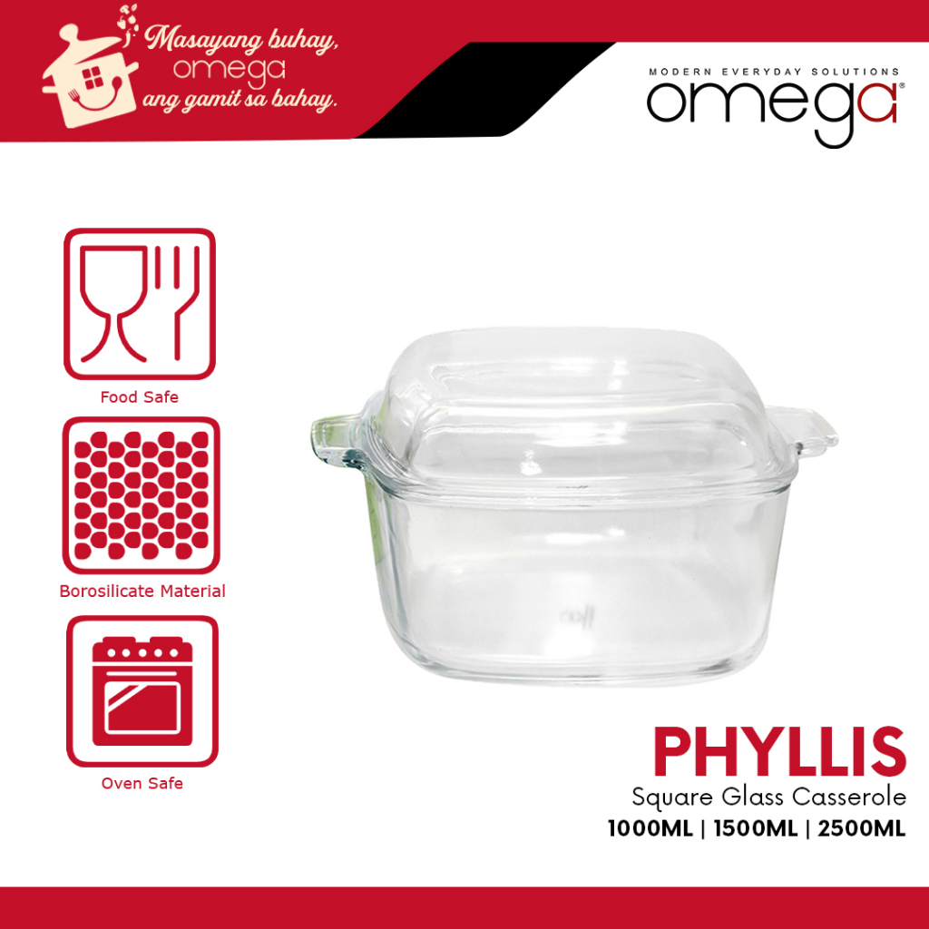 Omega Houseware Phyllis Square Glass Casserole | Shopee Philippines