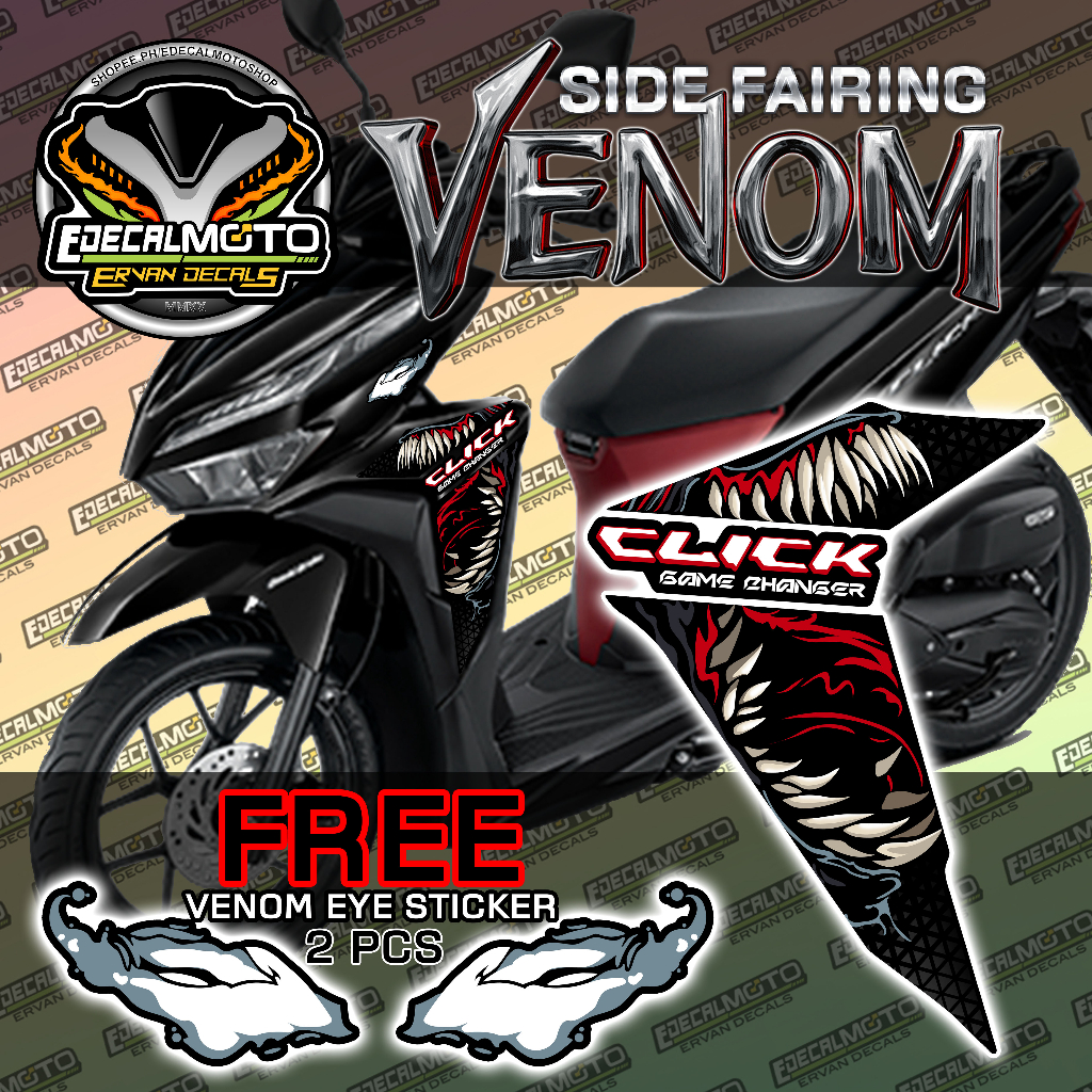 HONDA CLICK VERSION 2 VENOM STYLE SIDE FAIRING DECALS STICKER VINYL ...