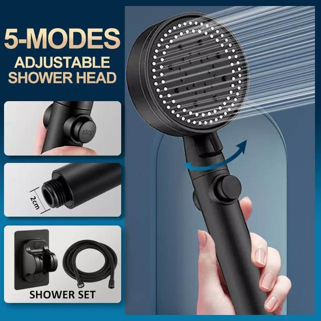 3IN1 Shower Head Set 5-speed Booster Shower with Hose Portable Bathroom ...