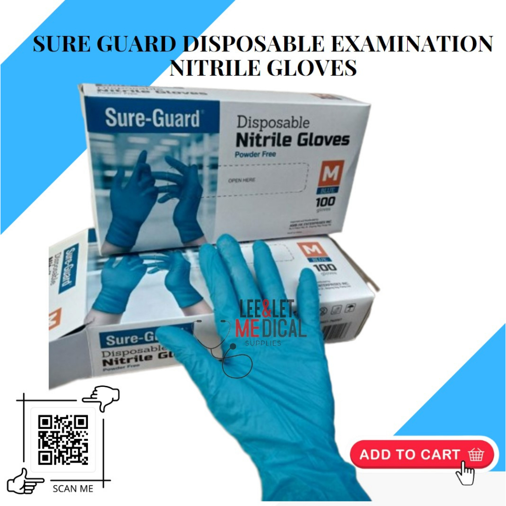 (L&L-J) Sure Guard Disposable Examination Nitrile Gloves (1 Box ...
