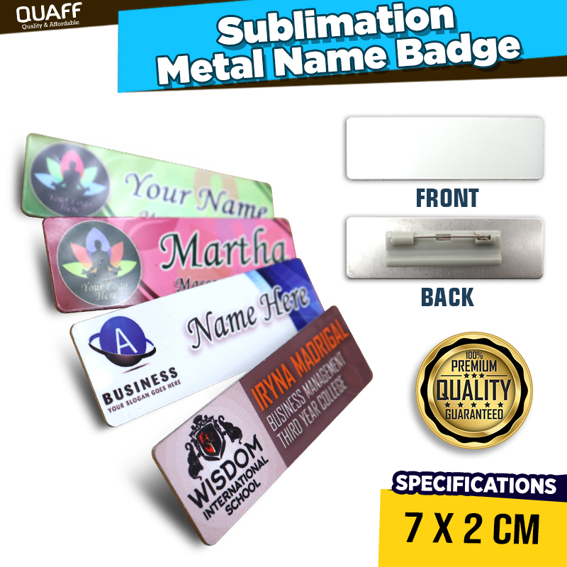 Sublimation Metal Name Badge with Pin 7 x 2 cm - 5pcs per order ...