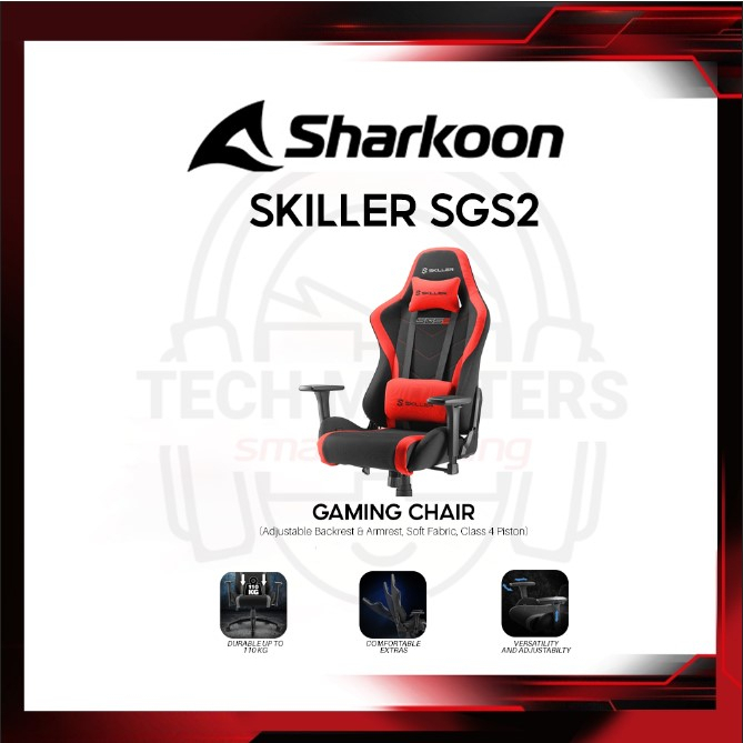 Sharkoon Skiller SGS2 Gaming Chair red (Adjustable Backrest & Armrest ...