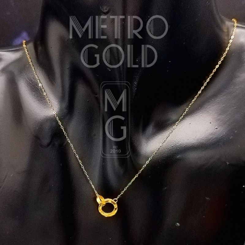 18K Saudi Gold Intertwining Big and Small Circles Center Necklace ...