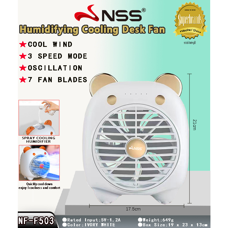 NSS Desk Fan Electric Fan Humidifying Portable Desktop Fan 3 Speed ...