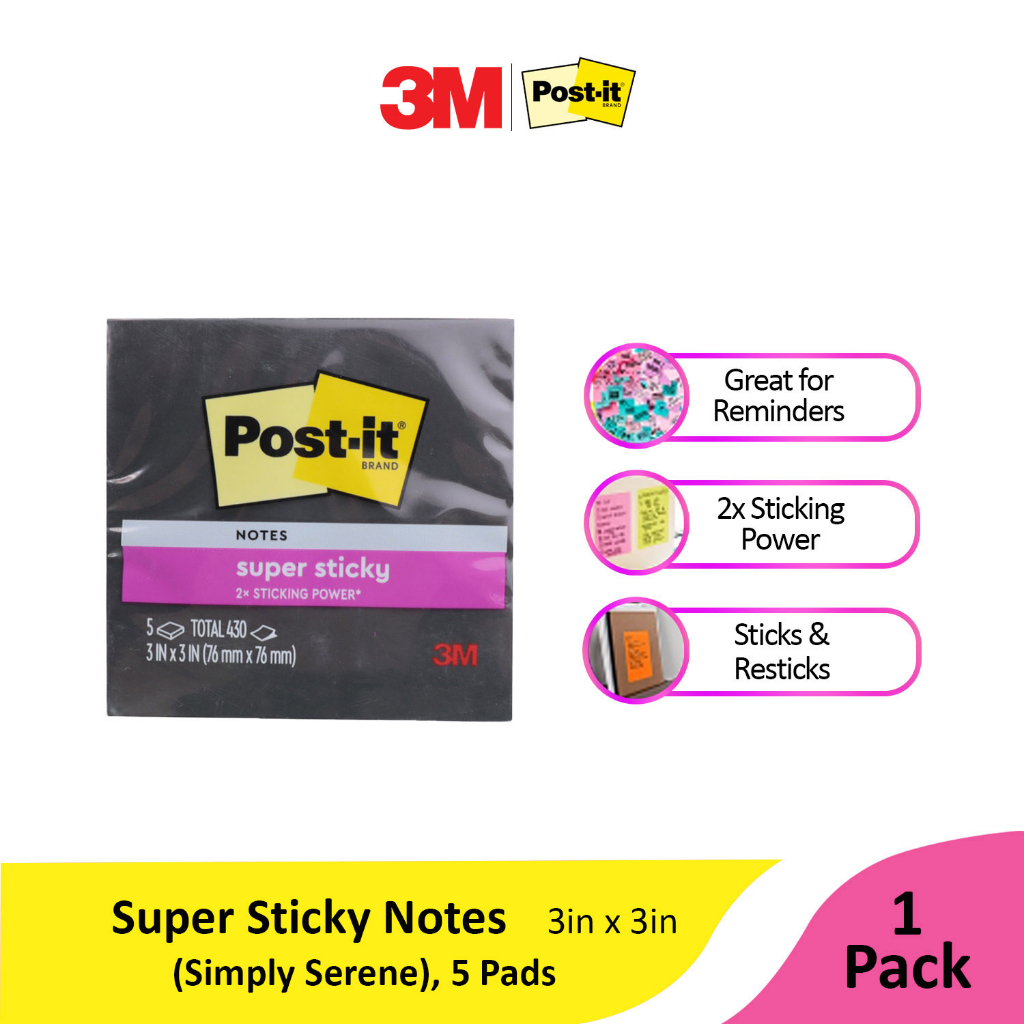 3M Post-it Notes 654-5-SSNE 3in x 3in 430 Sheets [MP6545SSNE] | Shopee ...