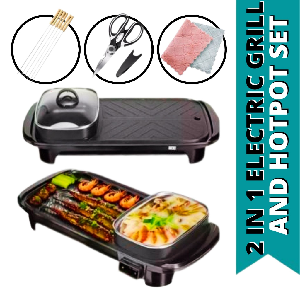 Electric Non-Stick Grill Pan + Hotpot Best for Shabu - Shabu ...