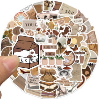 brown aesthetics Stickers 60Pcs/Set Waterproof DIY luggage notebook ...