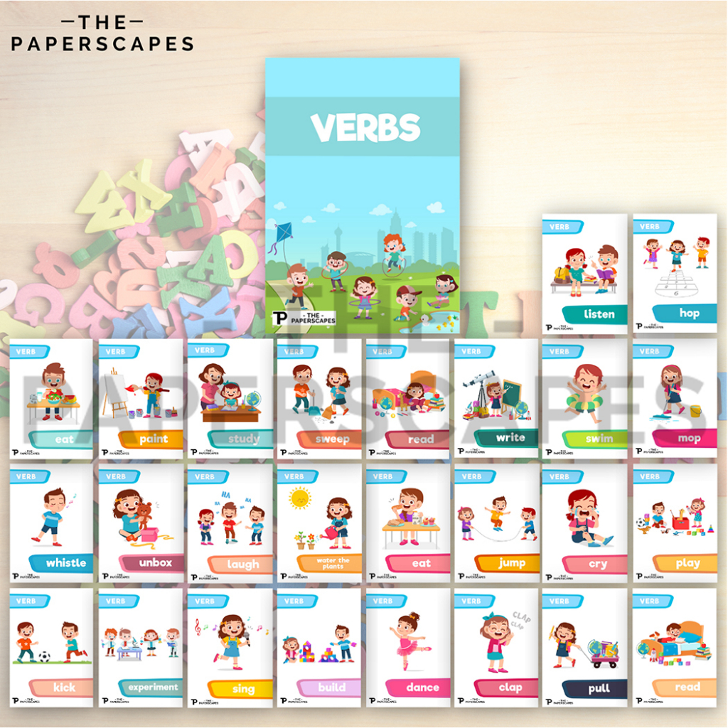 'VERBS' Fully Laminated Educational Flashcards [27 pcs. Flashcard ...