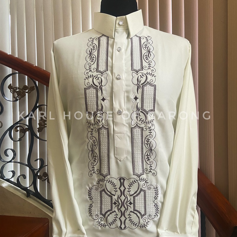 Polo Barong Long Sleeves w/ Computerized Embroidery . Formal Wear ...