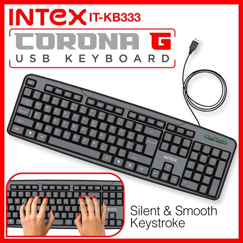 Intex Corona G USB Keyboard Soft Keycaps Spill Resistant Adjustable ...