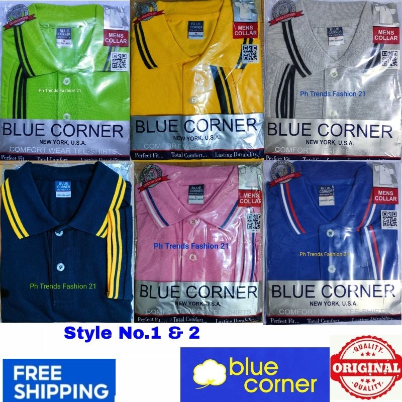 Original Blue Corner Polo Shirt With Lining Style No.1 & No.2 | Shopee ...
