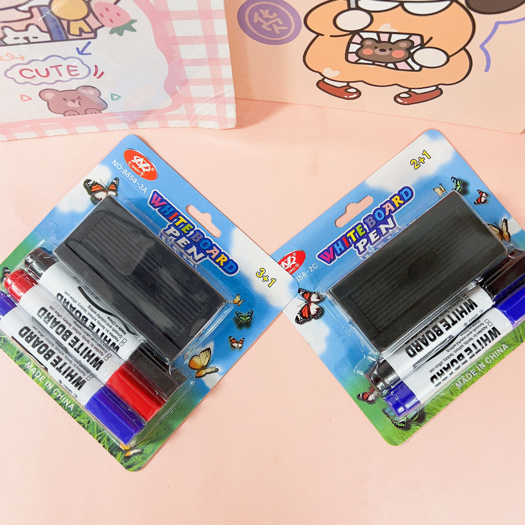 Whiteboard Marker with Eraser, Red Blue Black Whiteoard Marker with ...