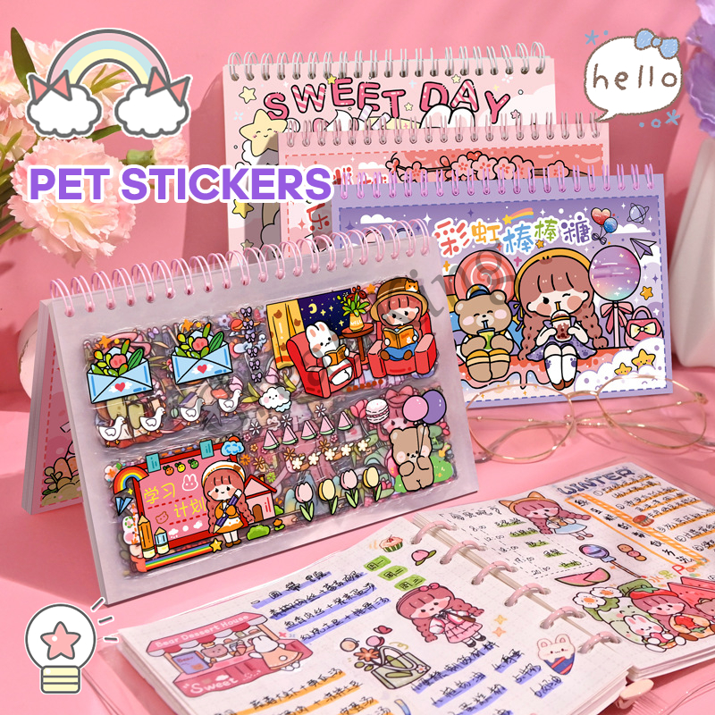 Cute Sticker Girl Heart handbook Coil Sticker Children DIY Decorative ...