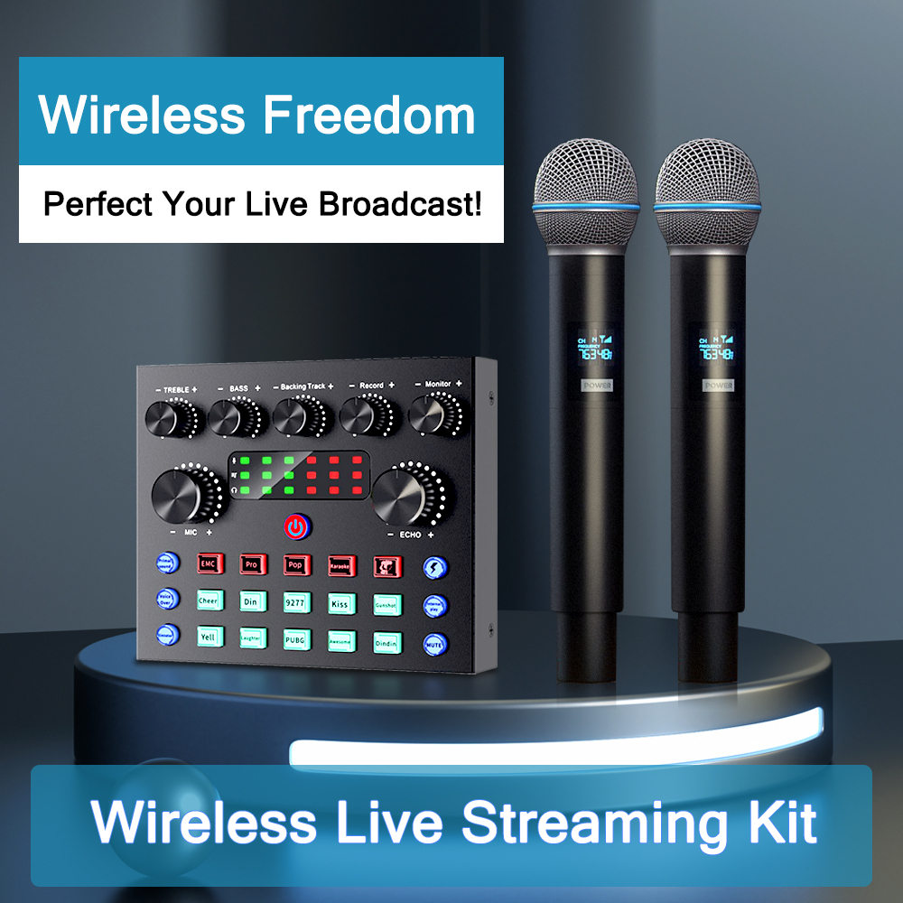 【V8s+Dual wireless microphone】V8 sound card with wireless microphone ...