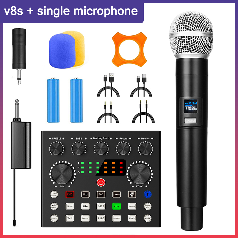 【V8s+Dual wireless microphone】V8 sound card with wireless microphone ...