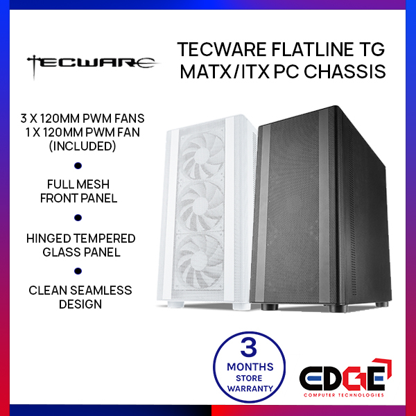 EDGE | TECWARE Flatline TG Tempered Glass mATX/ITX PC Chassis | Shopee ...