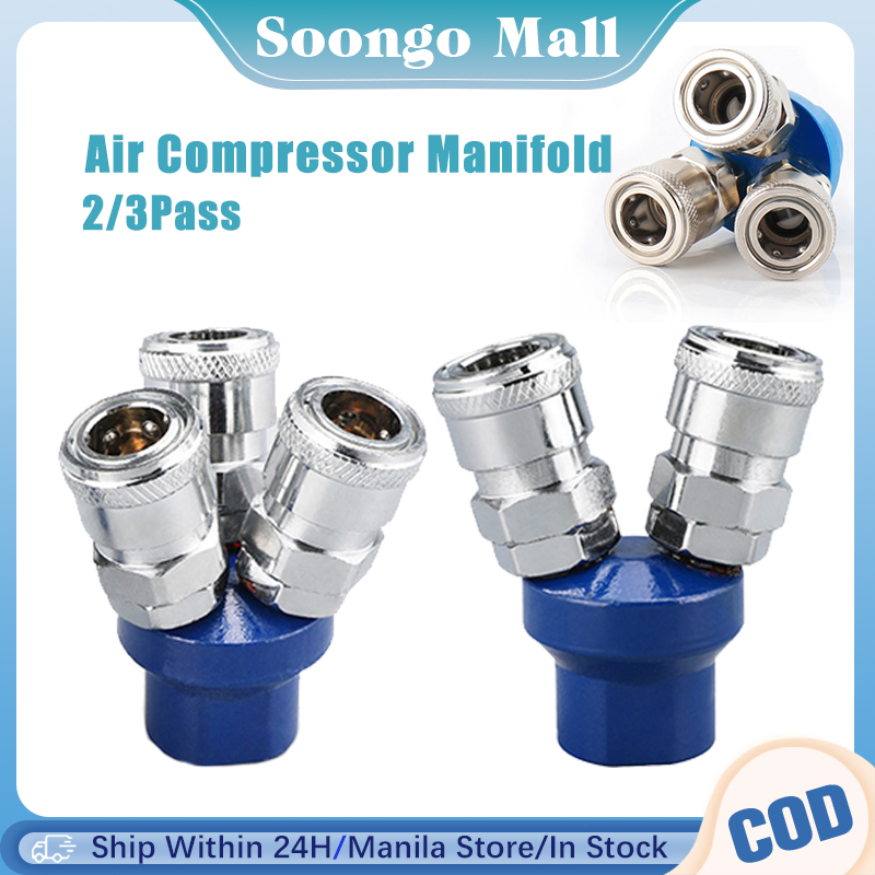 Air Compressor Manifold Pneumatic Fitting 1/4 Quick Connector For Pump ...