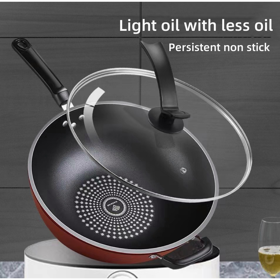 32cm/34cm Non-stick Diamond Frying Pan Kitchen Iron Frying Pan for Gas ...