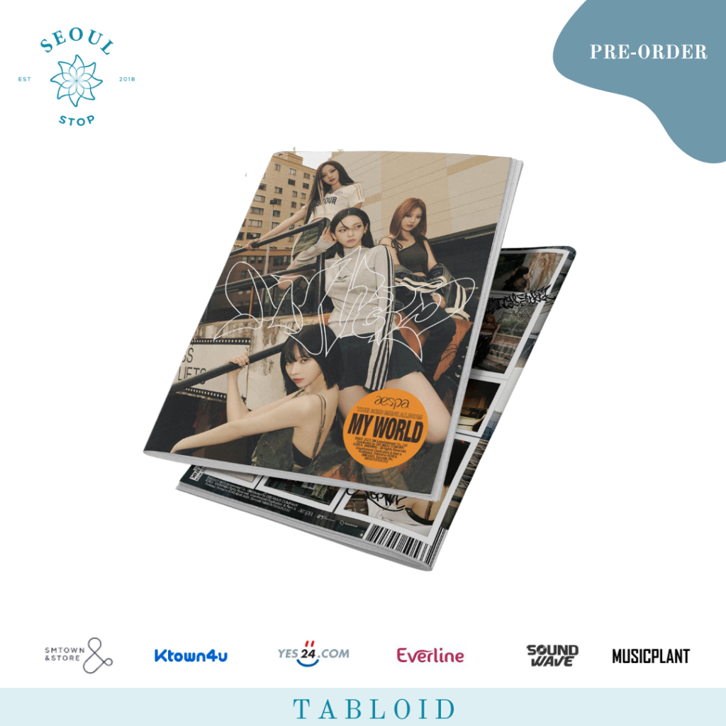 [ON-HAND] AESPA - 3rd mini album [MY WORLD] ZINE POSTER INTRO TABLOID VER SMTOWN MUSICPLANT POB ...