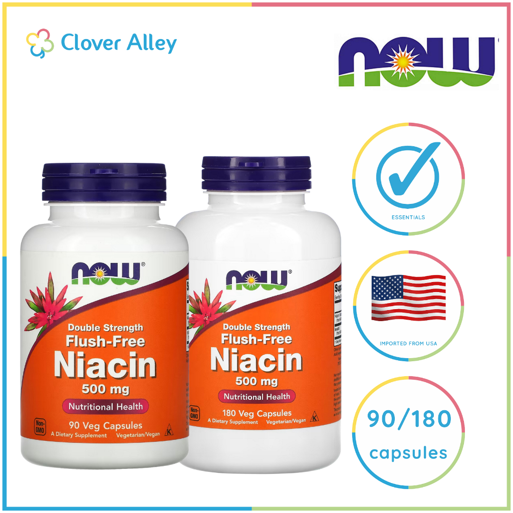 NOW Flush-Free Niacin 500mg w/Vit B3 90/180pcs (09/2026 Expiry ...