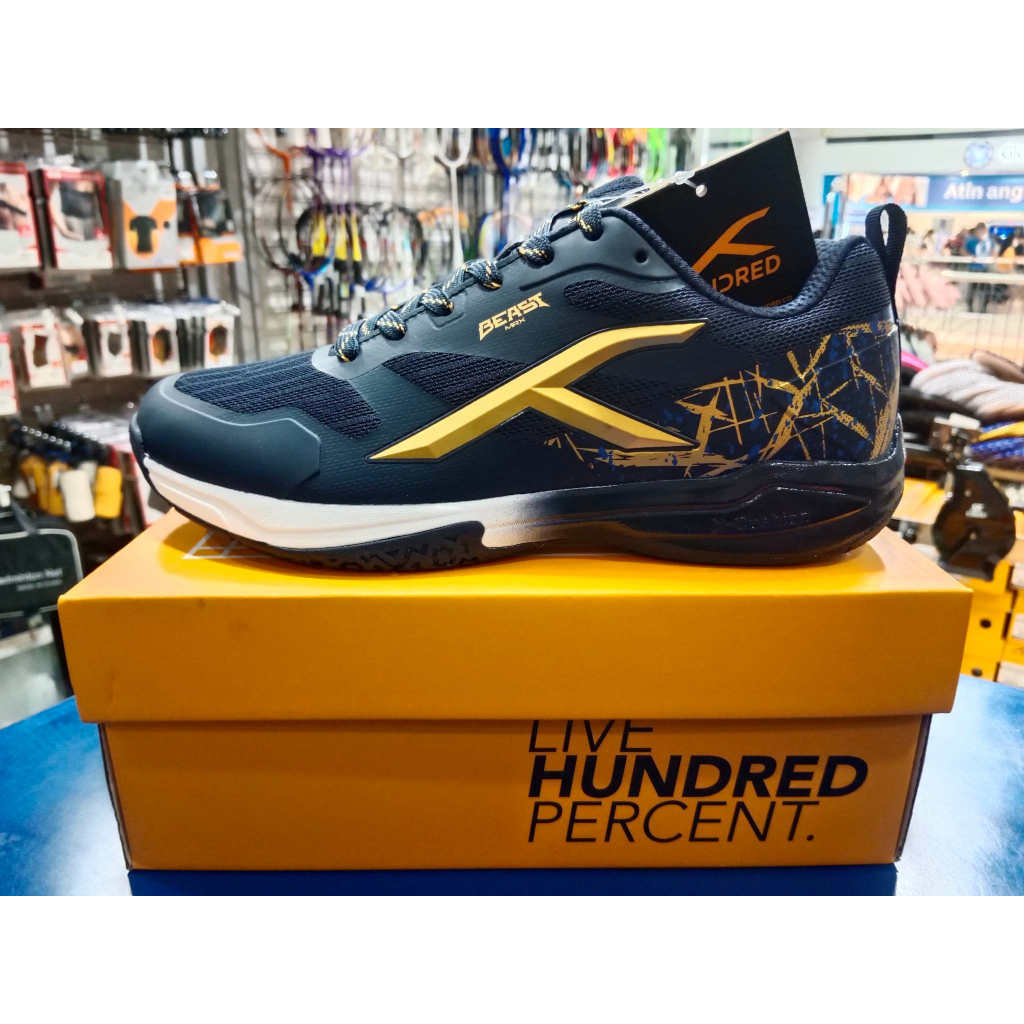 HUNDRED BEAST MAX NAVY/GOLD ( BADMINTON SHOES ) | Shopee Philippines