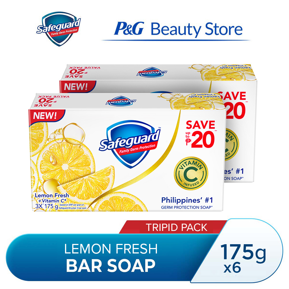 Safeguard Lemon Fresh With Vitamin C Tripid Bar Soap 175g Duo