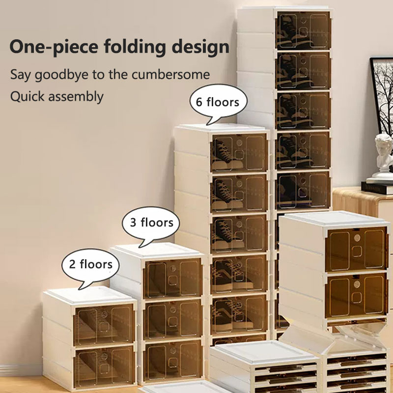 2/3/6 Layers Free Installation Foldable Stackable Shoe Box Organizer on ...