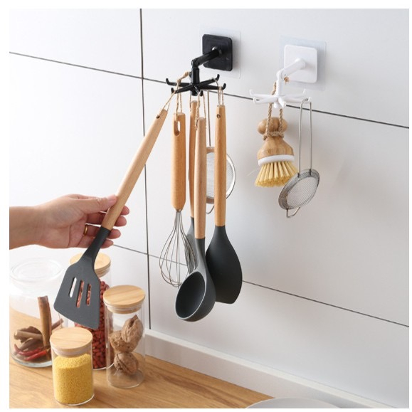 Kitchen Wall-mounted Hook 360° Rotating Hanger Universal 6-Claw Fitting ...