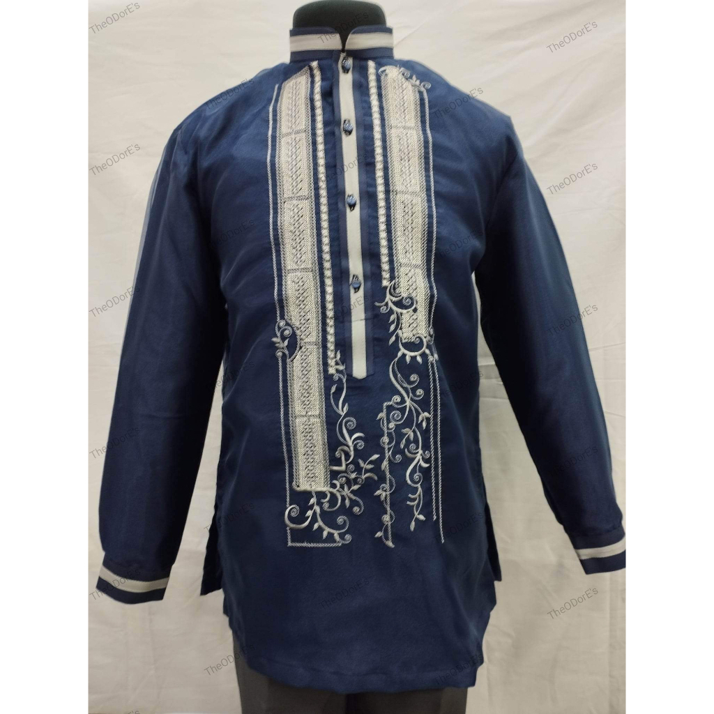 Barong Tagalog Organza C 516 Chinese Collar Navy Blue Shopee