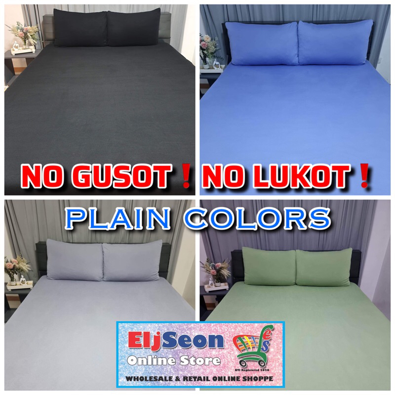 NO GUSOT NO LUKOT 3in1 Fitted Bedsheet PLAIN (D) Fully Garterized with ...