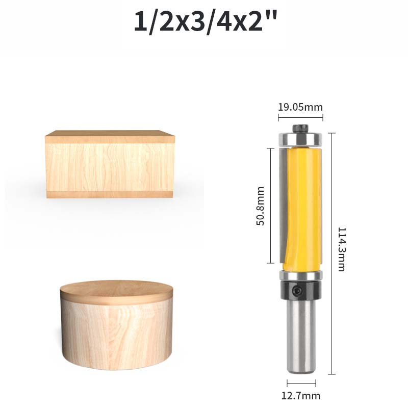 Flush Trim Router Bits Set 1/2 Inch Shank top and bottom bearings ...