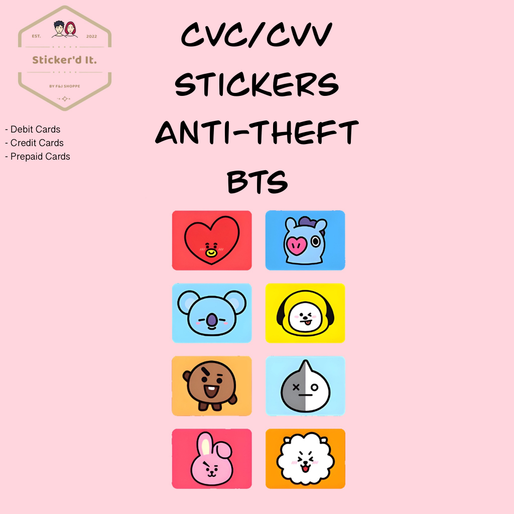 BTS BT21 CVV/ CVC Stickers (Anti-Theft Stickers for ATM and Credit ...