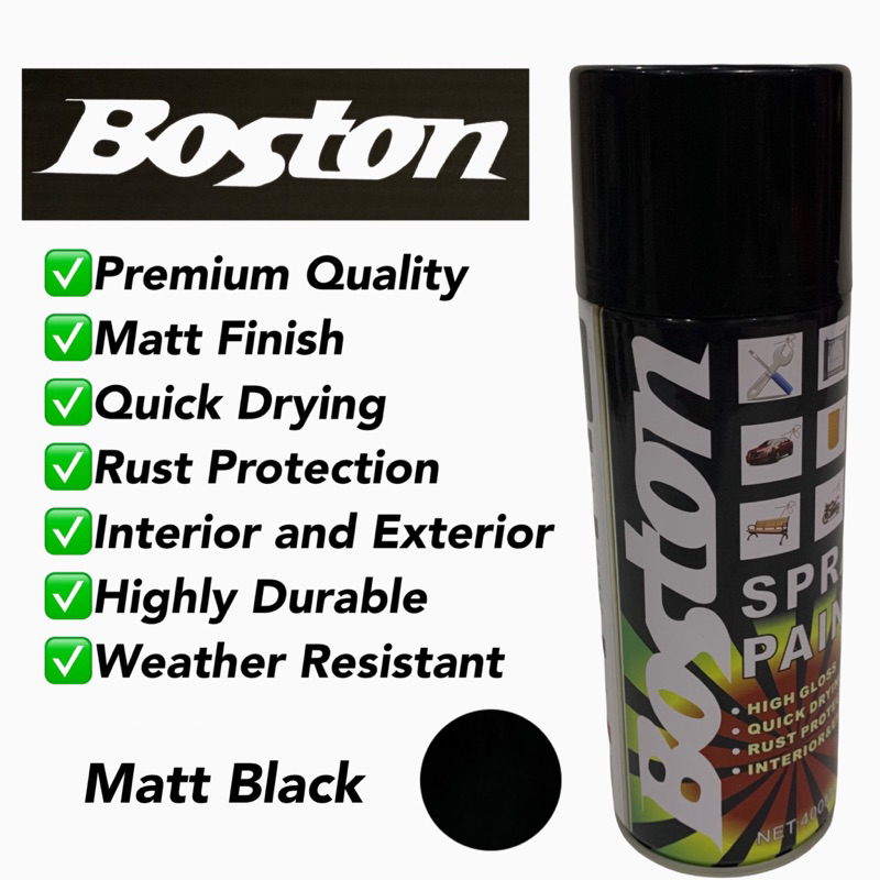 Boston Matte Black Spray Paint 400ml | Shopee Philippines