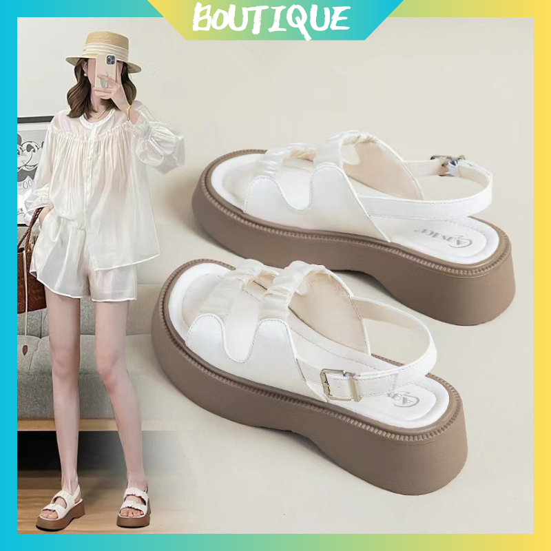 Boutique shoes Sandals for women New Korean Casual Flat Sandals 2-color 5cm heel height #L2 ...