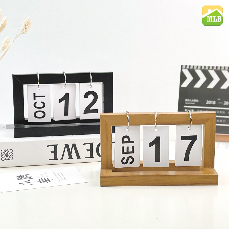 Nordic Style Wooden Page-Turning Calendar Natural Wood Grain Home Decor ...