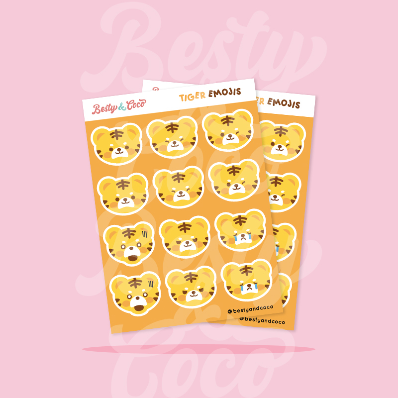 Tiger Emoji Sticker Sheet Vinyl Matte Bullet Journal Bujo Cute Kawaii ...