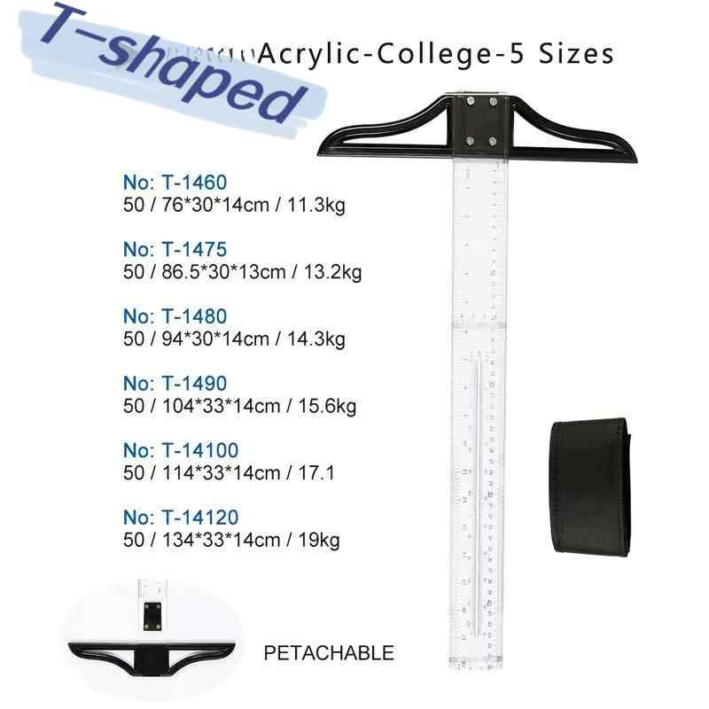80/70/60/45CM TSquare Ruler Acrylic Transparent T-Ruler for Art Framing ...